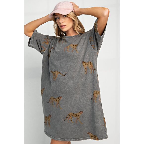 easel | Dresses | Last One Easel Plus Ash Mineral Washed Cheetah Print ...